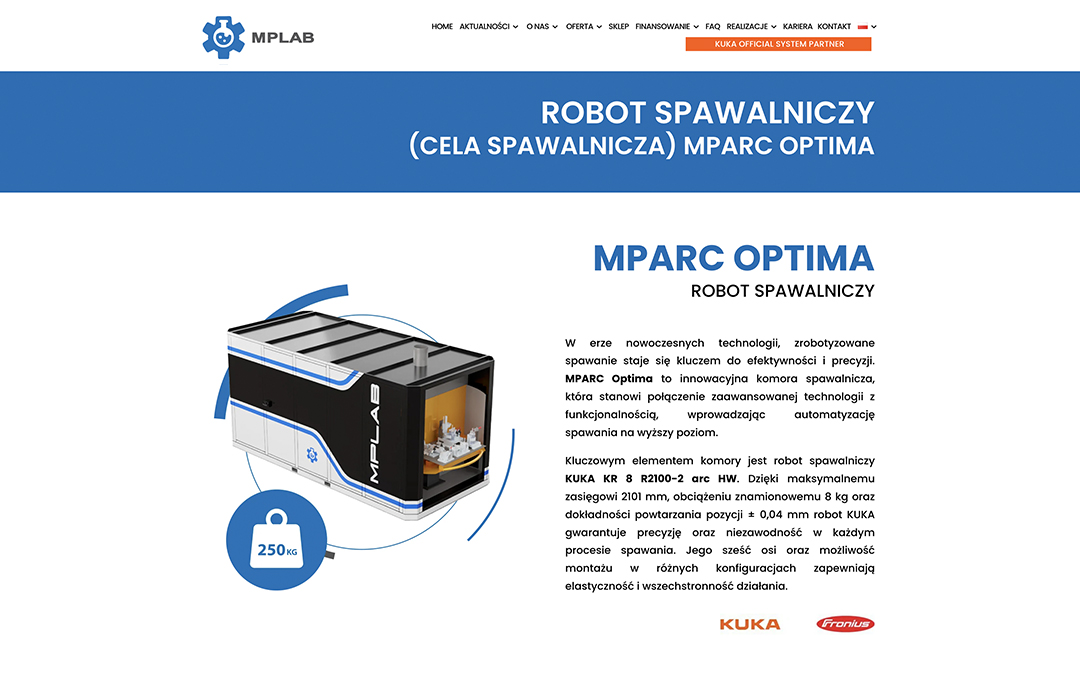 Robot spawalniczy (Cela spawalnicza) MPARC OPTIMA - MPLAB sp. z o.o.